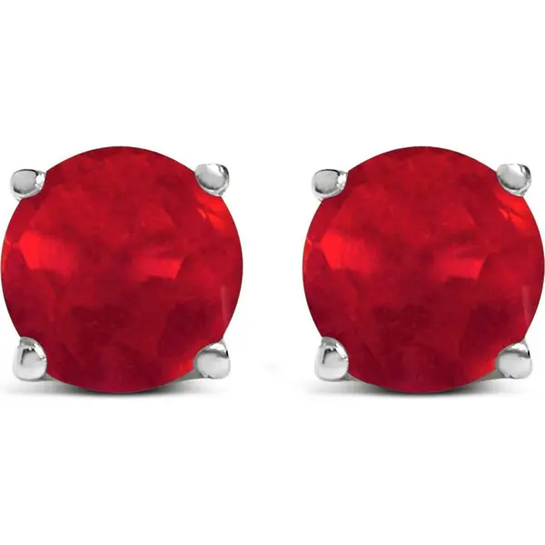 HAUS OF BRILLIANCE 14k Gold Birthstone Stud Earrings - Red Ruby | White